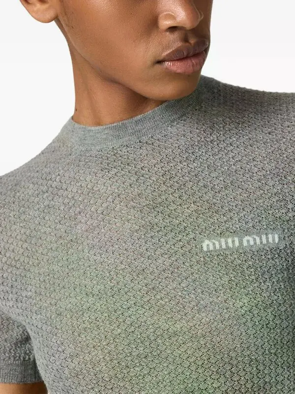 Miu Miu Logo Intarsia Cashmere T-shirt
