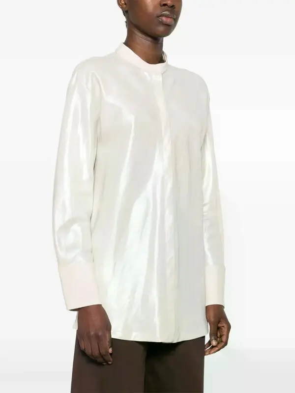 Giorgio Armani Metallic-effect Band Collar Shirt