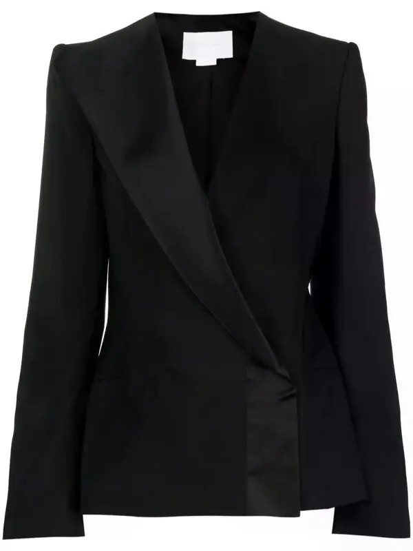 GENNY Single-breasted Asymmetric-lapel Blazer - Black
