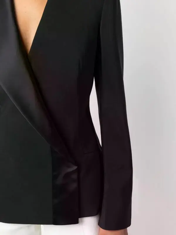 GENNY Single-breasted Asymmetric-lapel Blazer - Black