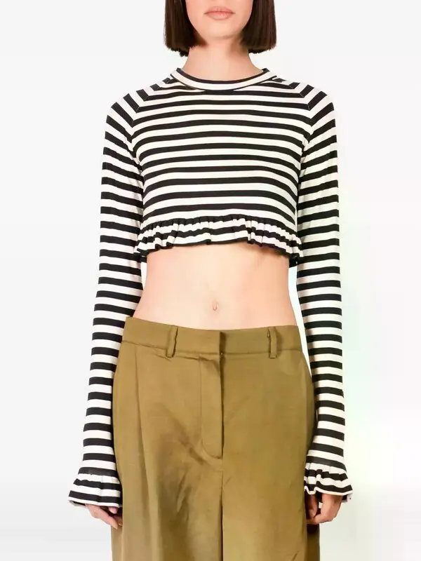 IOANA CIOLACU Cropped Striped Top With Peplum Hem
