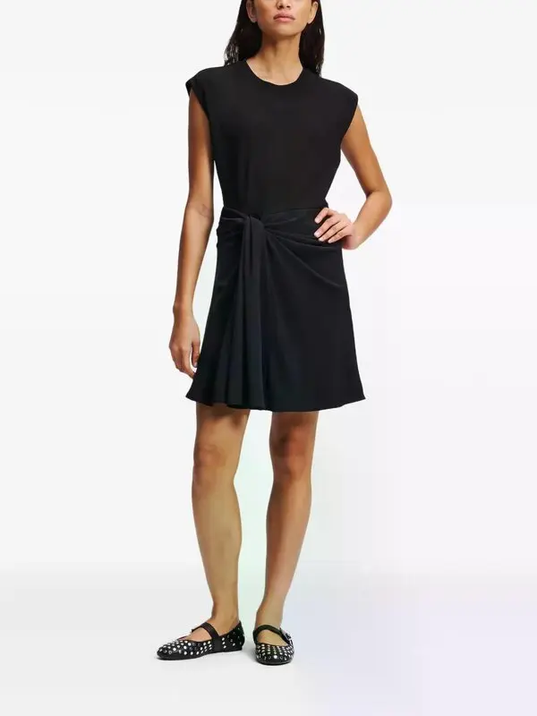 Karl Lagerfeld Sleeveless Crewneck Dress With Draped Detailing