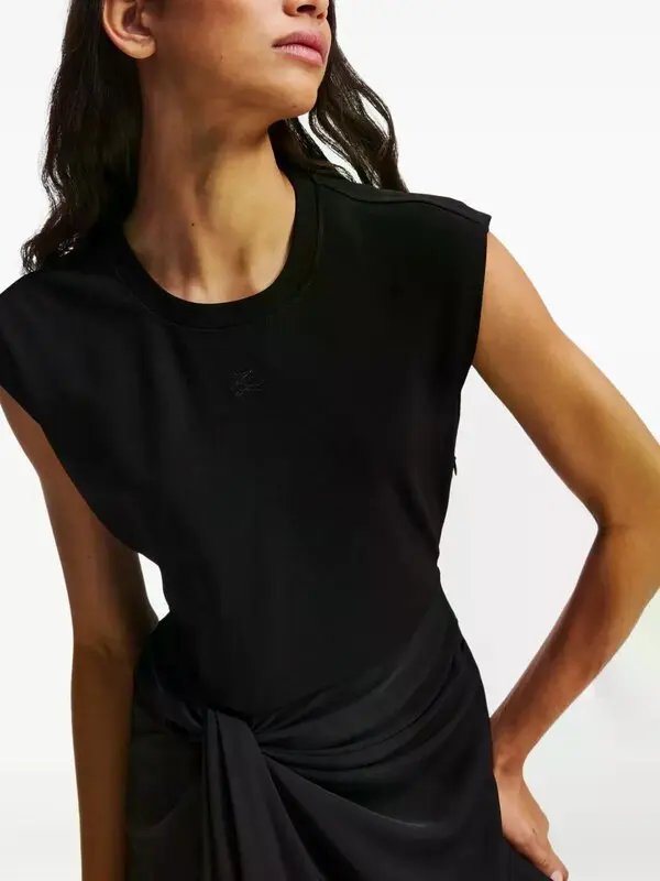 Karl Lagerfeld Sleeveless Crewneck Dress With Draped Detailing