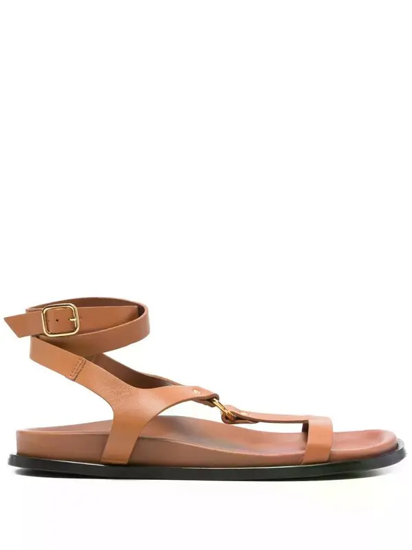 ALOHAS Buckle-fastening Leather Ankle Strap Sandals