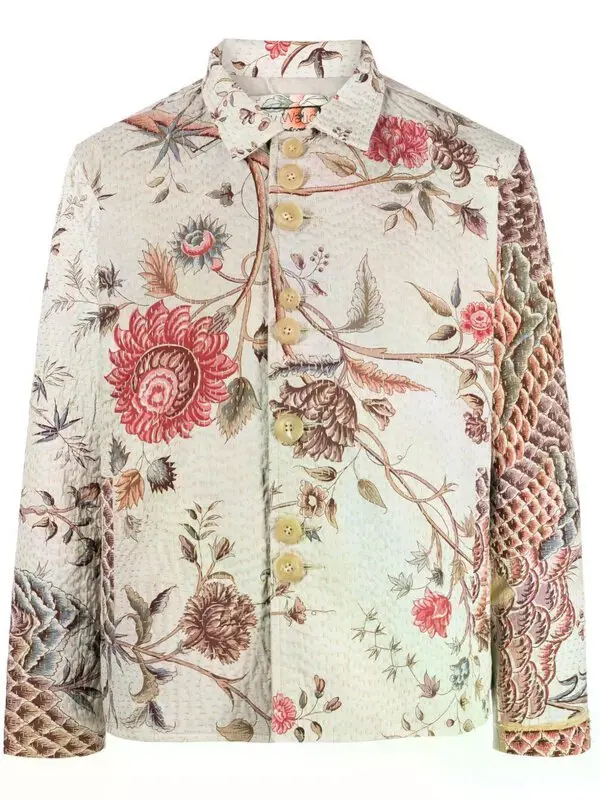 By Walid Floral Print Cotton Jacket - Multicolour