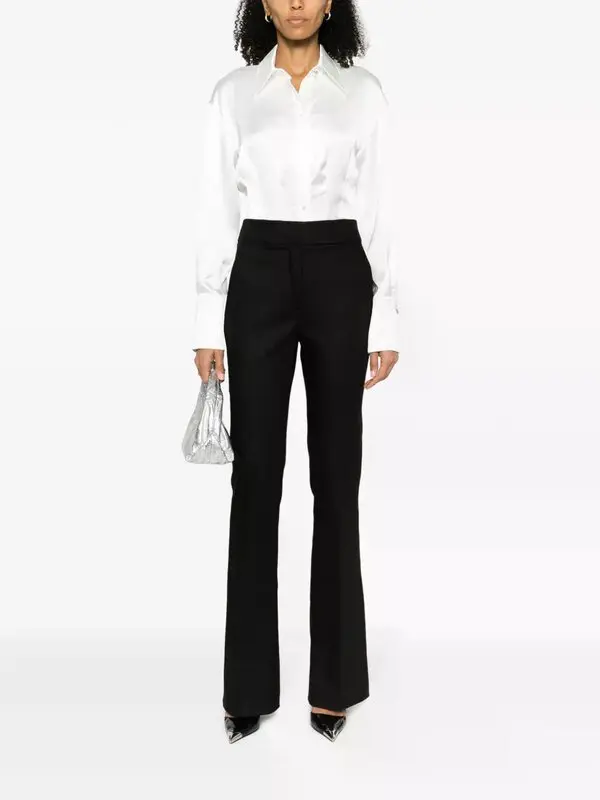 GENNY Laminated Flared Trousers - Black