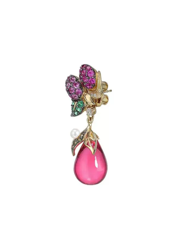 ANABELA CHAN 18kt Yellow Gold Vermeil Multi-stone Drop Earrings - Red