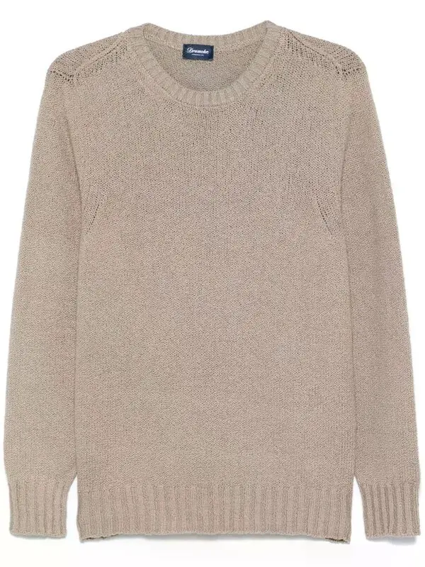 DRUMOHR Crew Neck Cotton Sweater - Neutrals