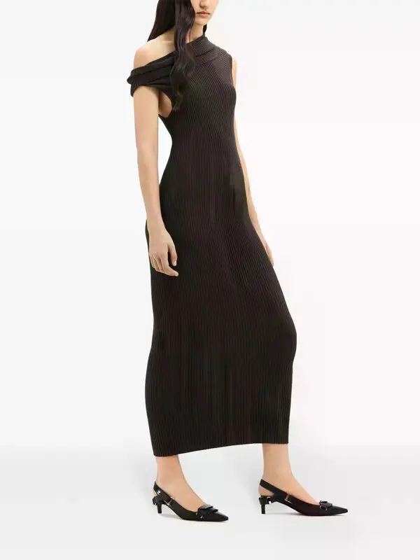 COURREGES Asymmetric Ribbed-knit Long Dress