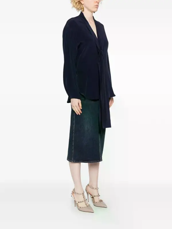 Victoria Beckham Silk Blouse With Scarf Detail - Blue