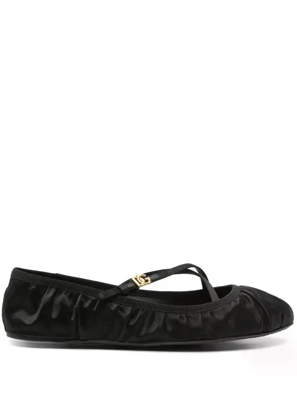Dolce & Gabbana Logo Buckle Ballet Flats - Black