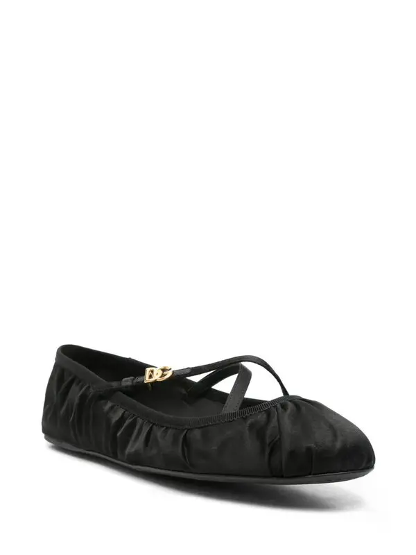 Dolce & Gabbana Logo Buckle Ballet Flats - Black