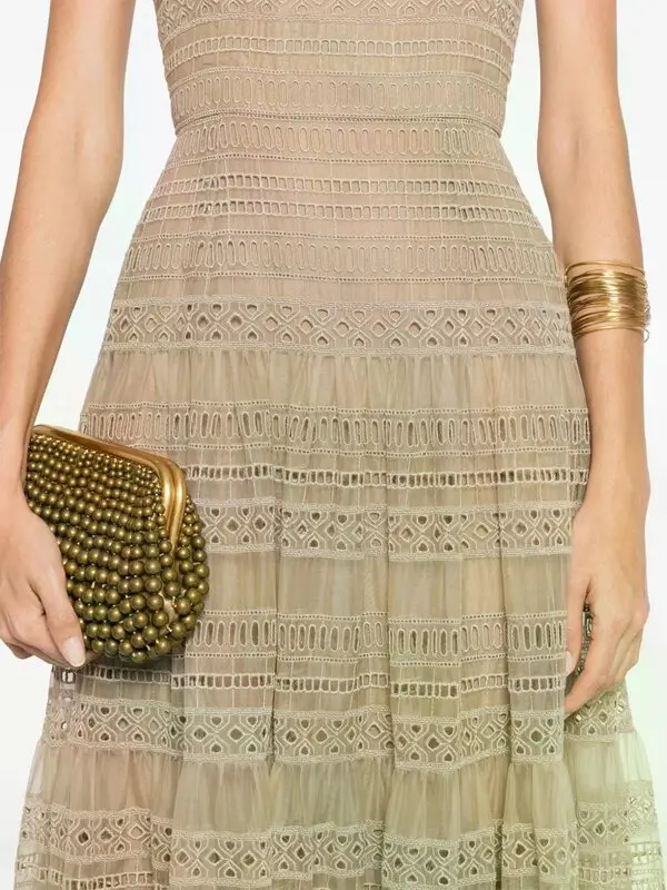 Elie Saab Embroidered Organza Maxi Dress - Neutrals