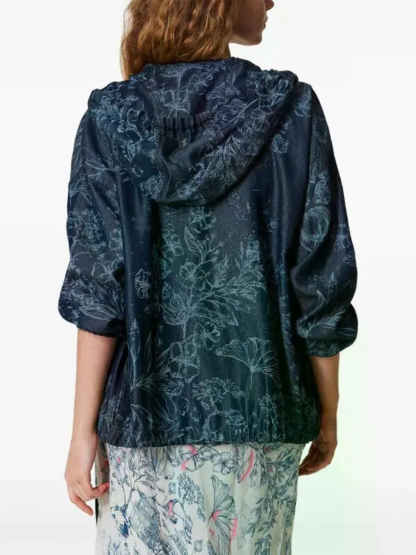 TWINSET Printed Zip-up Hooded Jacket