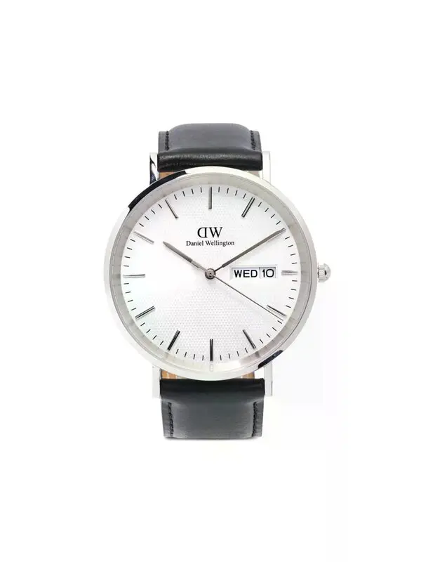 DANIEL WELLINGTON Stainless Steel Japanese Quartz Watch With Leather Strap - Silver