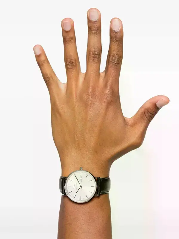 DANIEL WELLINGTON Stainless Steel Japanese Quartz Watch With Leather Strap