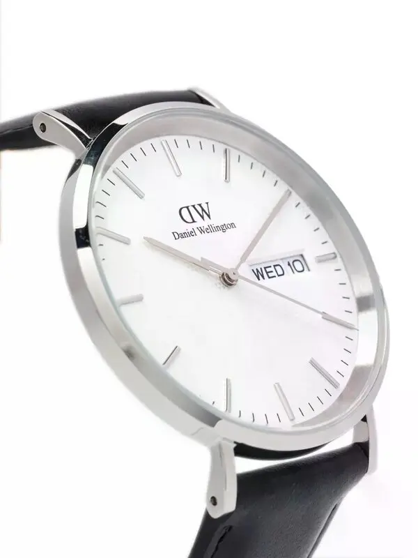 DANIEL WELLINGTON Stainless Steel Japanese Quartz Watch With Leather Strap