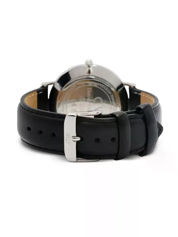 DANIEL WELLINGTON Stainless Steel Japanese Quartz Watch With Leather Strap