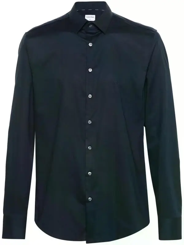 Calvin Klein Monogram-embroidered Cotton Shirt