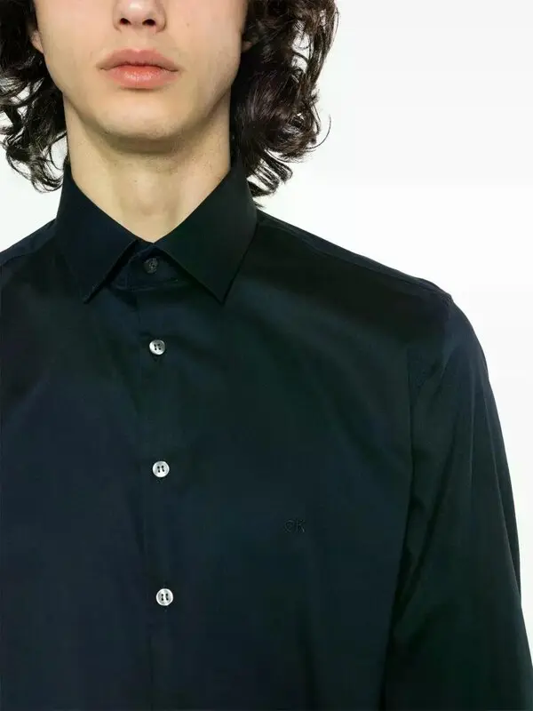 Calvin Klein Monogram-embroidered Cotton Shirt