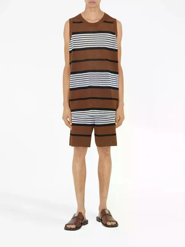 Burberry Perforated Striped Bermuda Shorts
