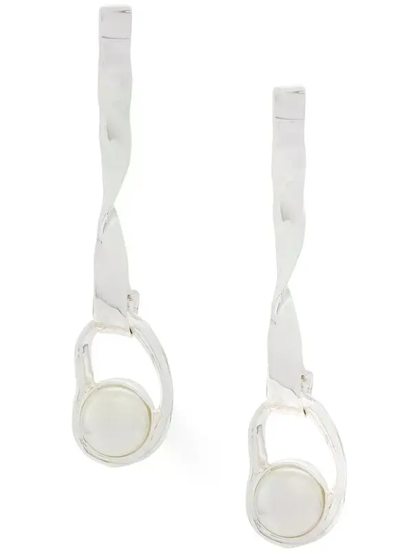 COUP DE COEUR Plated Brass Liquid Pearl Drop Earrings - Silver