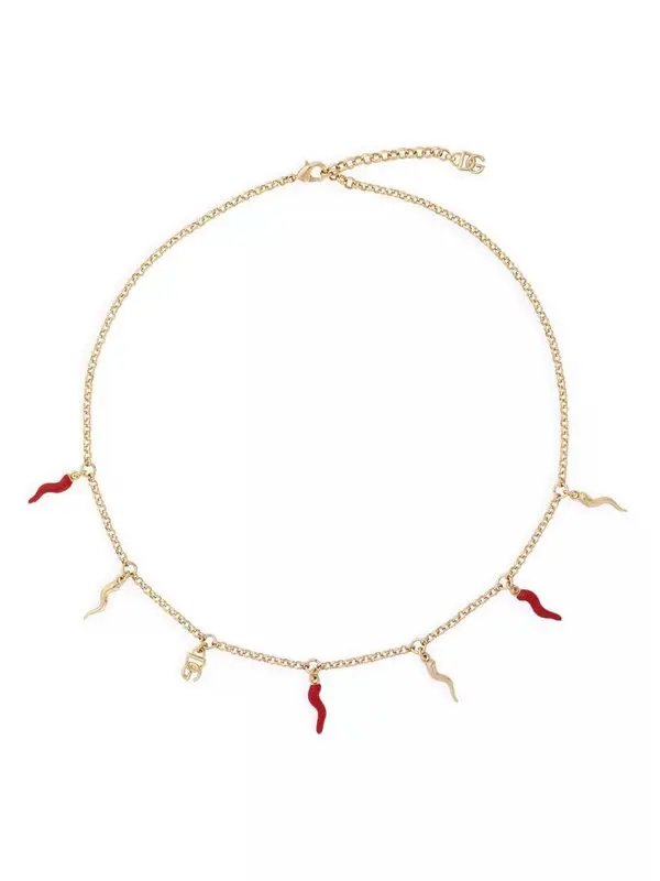 Dolce & Gabbana Tone Brass Horn Charm Necklace - Gold