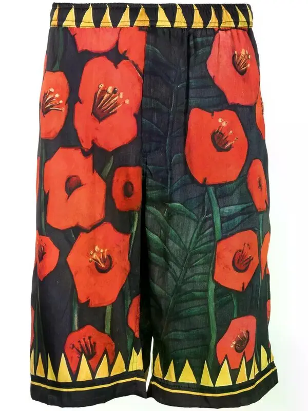 ENDLESS JOY Floral-print Silk Shorts - Black