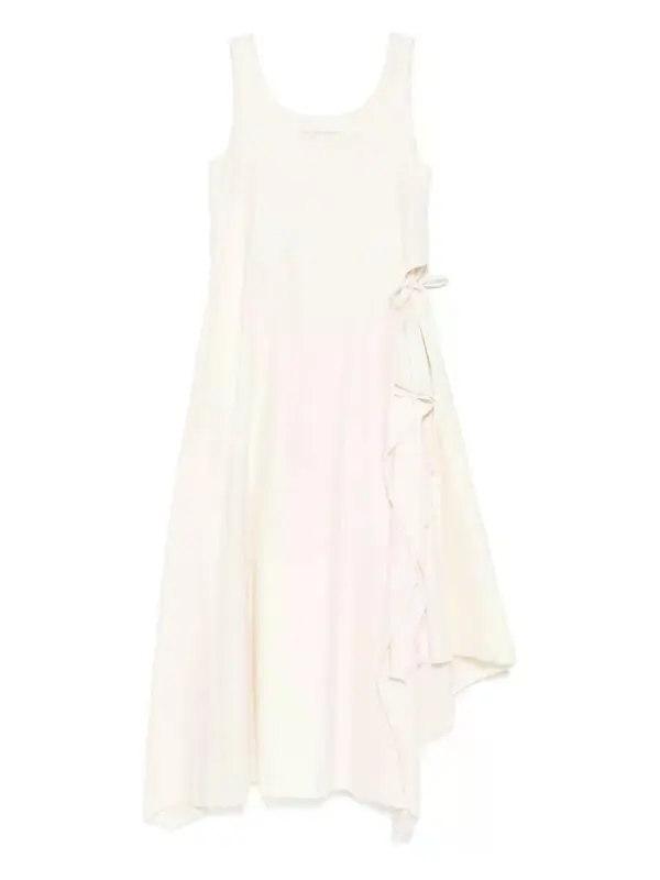 FORME D'EXPRESSION Sleeveless Cotton Dress With Tie-fastening Straps - Neutrals