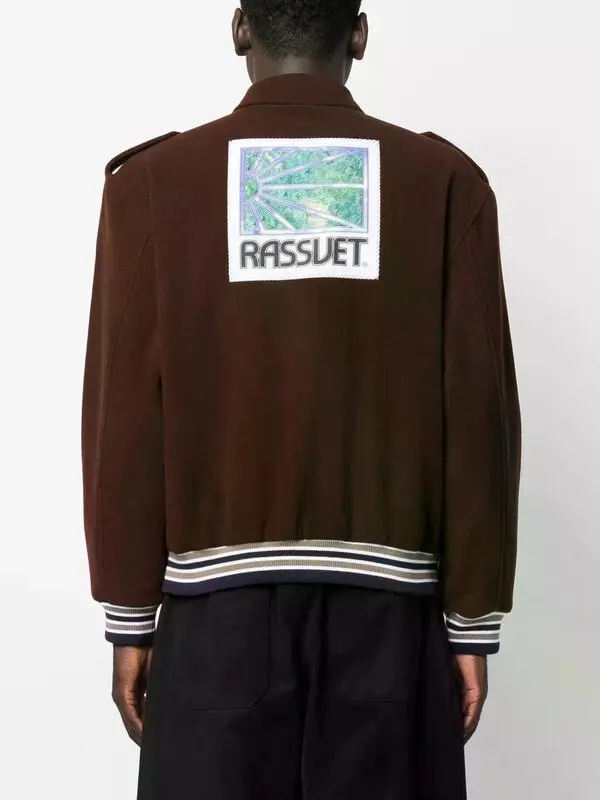 RASSVET Maroon Wool Blend Logo Patch Jacket