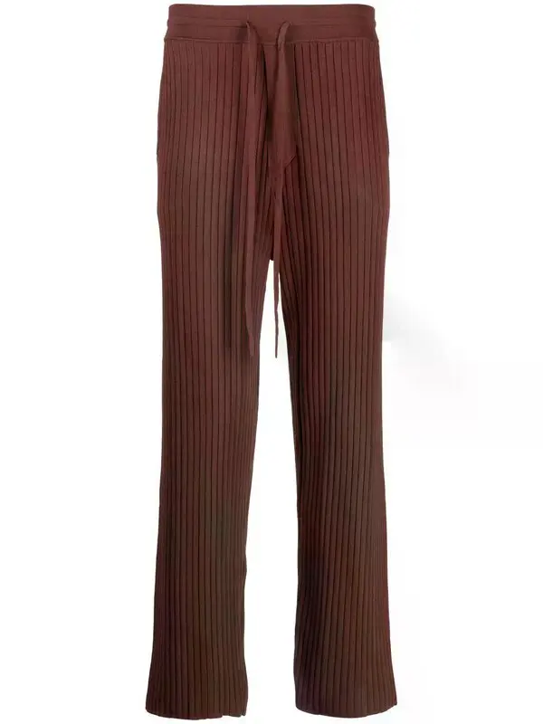 Nanushka Ribbed Straight-leg Trousers - Brown