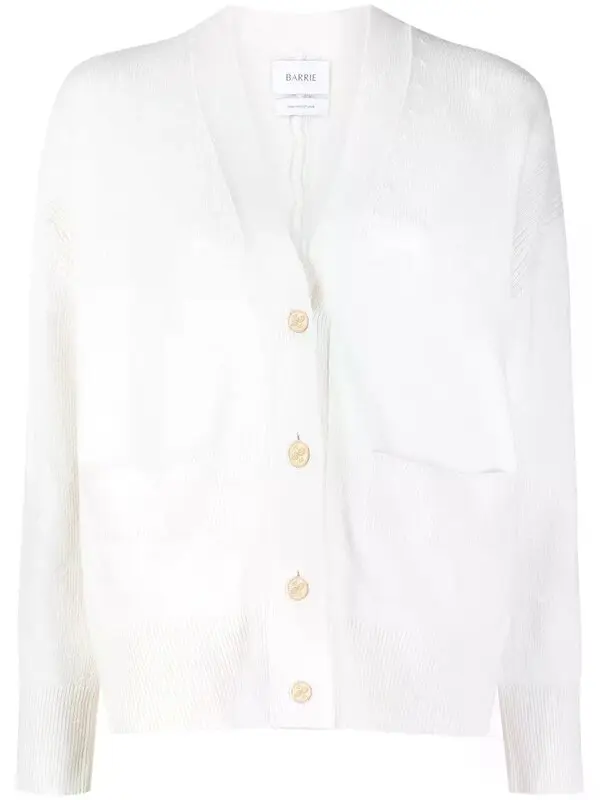 BARRIE Ribbed Cashmere Cardigan - Neutrals