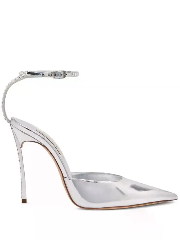 Casadei 100mm Metallic Leather Stiletto Pumps - Silver