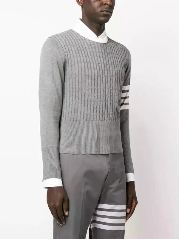 Thom Browne 4-bar Cable-knit Crewneck Sweatshirt