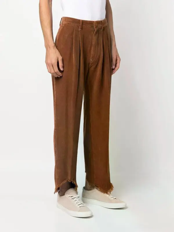 Incotex Corduroy Trousers With Raw Edge Hem