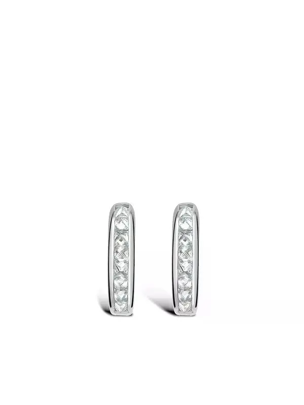 PRAGNELL 18kt White Gold Diamond Hoop Earrings - Silver