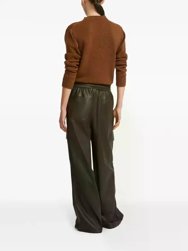 YVES SALOMON Leather Wide-leg Trousers
