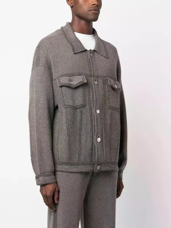 BARRIE Oversized Denim Jacket - Brown
