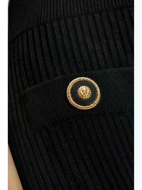 Balmain Ribbed Midi Skirt With Decorative Buttons
