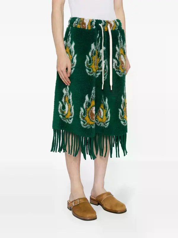 JORDANLUCA Cosmo Patterned Jacquard Drawstring Shorts - Green