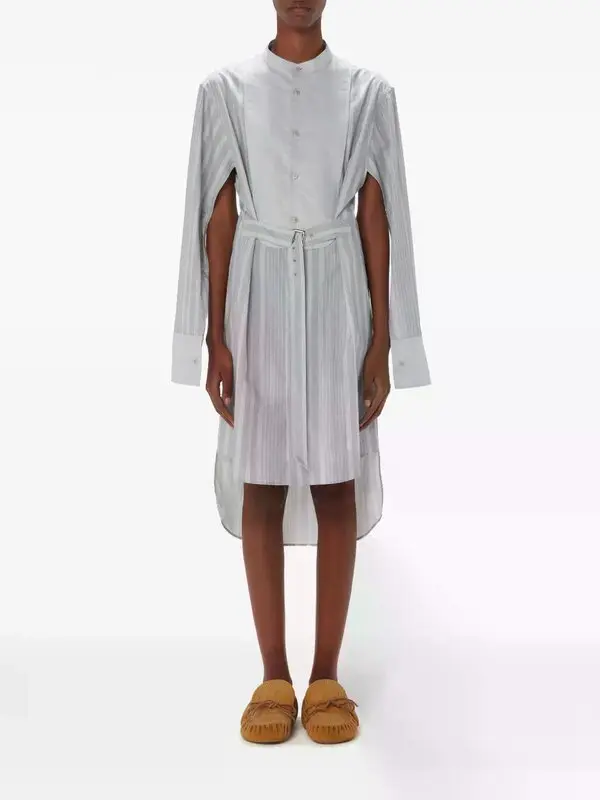 JW Anderson Belted Tuxedo Shirtdress With Vertical Stripe Print
