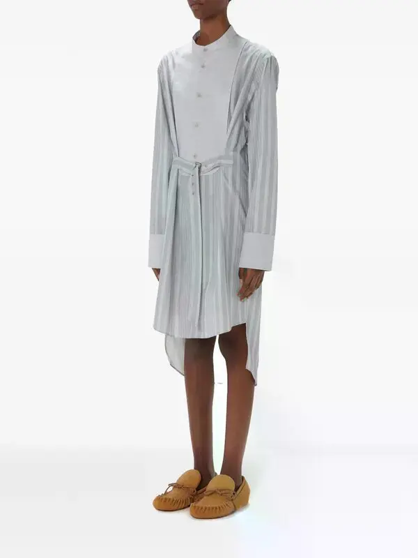 JW Anderson Belted Tuxedo Shirtdress With Vertical Stripe Print
