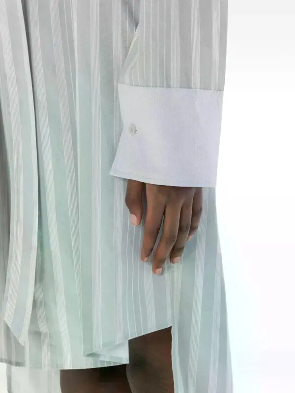 JW Anderson Belted Tuxedo Shirtdress With Vertical Stripe Print