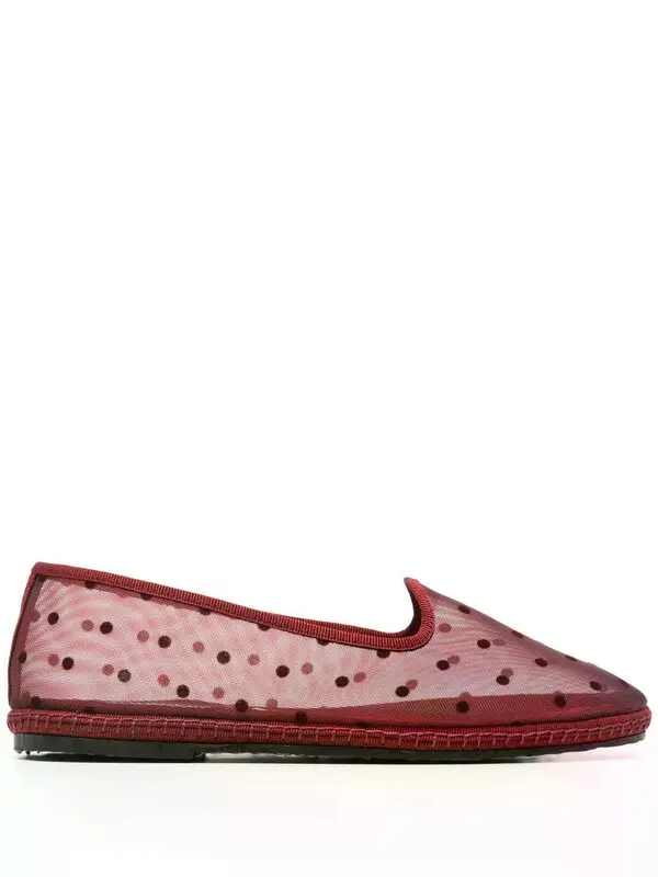 SCAROSSO Valentina Mesh Ballerina Flats - Red