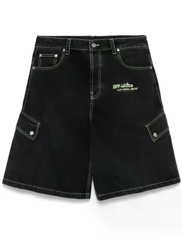 Off-White Embroidered Logo Denim Shorts