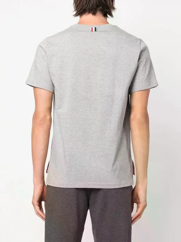 Thom Browne Logo-patch Short-sleeved T-shirt - Grey