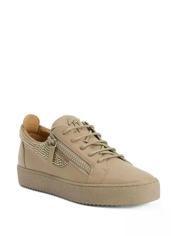 GIUSEPPE ZANOTTI Frankie Low-top Sneakers With Double Zip Detail - Neutrals