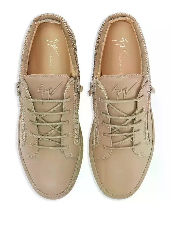 GIUSEPPE ZANOTTI Frankie Low-top Sneakers With Double Zip Detail - Neutrals