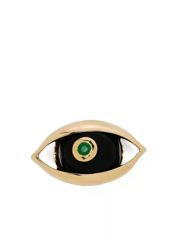 ZEEMOU ZENG 18kt Yellow Diamond And Emerald Eye Brooch - Gold
