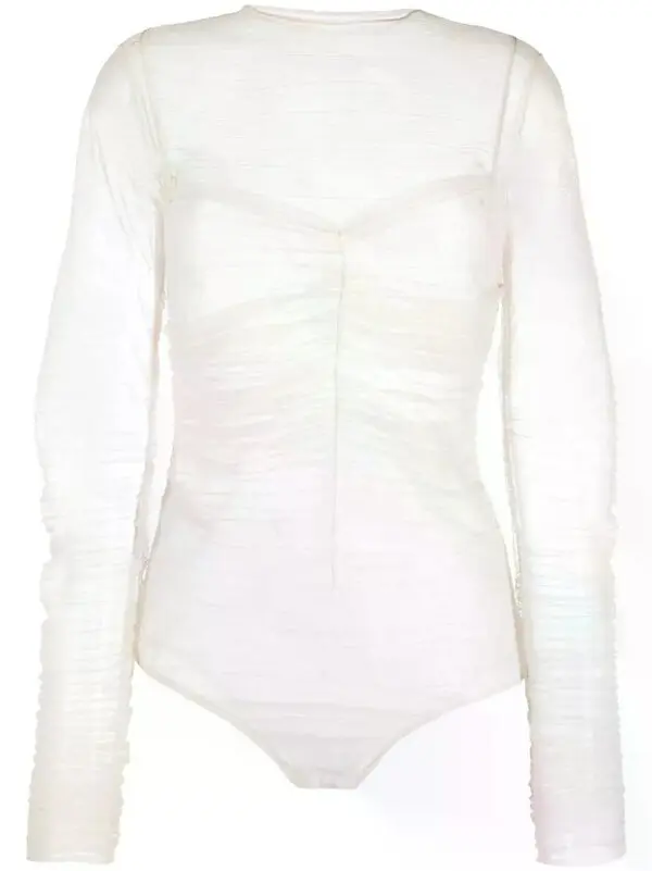 IOANA CIOLACU Semi-sheer Long-sleeved Bodysuit - Neutrals